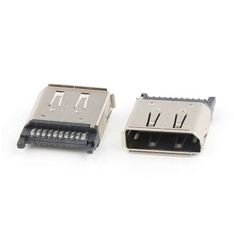 Vertical 180degree Dp Displayport 20pin Female Connector For Wire Soldering