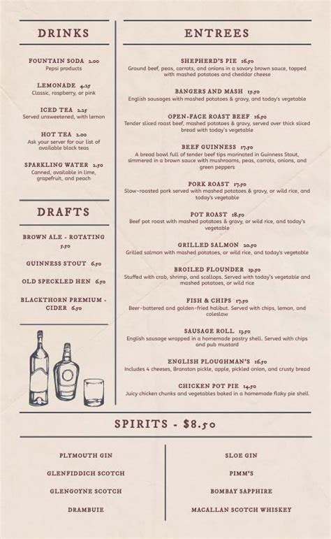 Editable Pub Menu Design Template By Musthavemenus