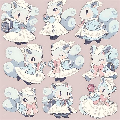 Premium Photo Colorful Female Squirrel Chibi Kawaii Scandinavian Fashion Concept Co Cute