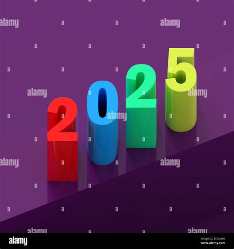 The Colorful Digits On A Purple Background Orthograpic Perspective Happy New Year