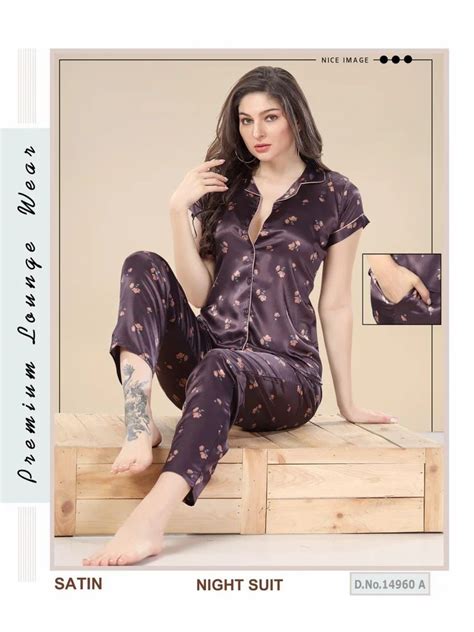 Solid Women Satin Front Open Night Suits Half Sleeve At ₹ 590piece In