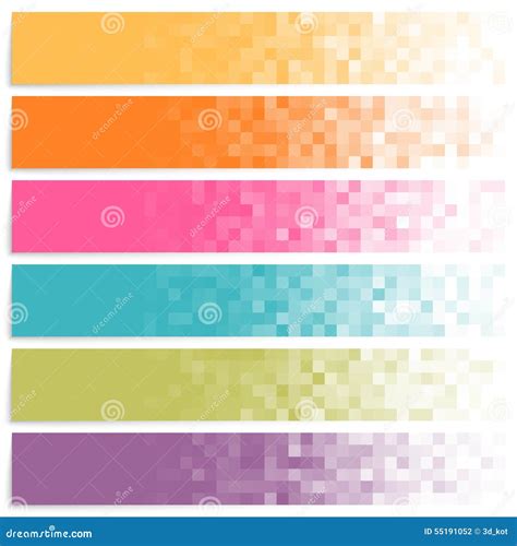 Set Of Colorful Pixel Banners Stock Vector Illustration Of Label