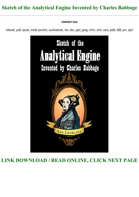 Best Pdf Sketch Of The Analytical Engine Invented By Charles Babbage Full Books