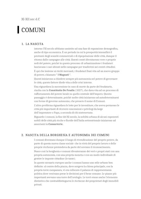 La Nascita Dei Comuni Docsity