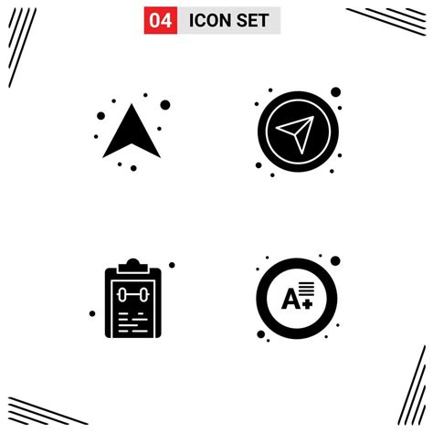 Set Of 4 Modern Ui Icons Symbols Signs For Arrow List Direction Gps Notepad Editable Vector