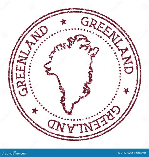 Greenland Round Rubber Stamp With Country Map Stock Vector