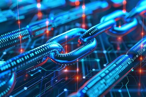 Digital Chain Link With Binary Code And Circuit Board Background