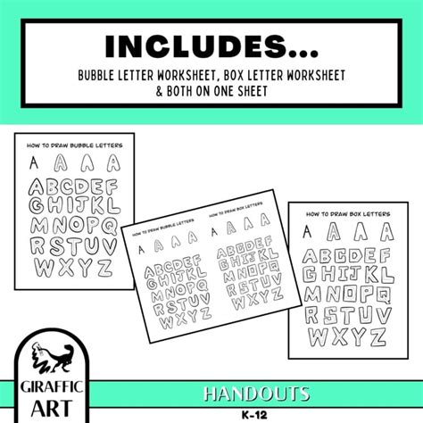 How To Draw Bubble Letters Handout By Giraffic Art Tpt