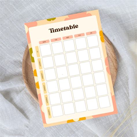 Instant Download Lesson Timetable For School Studentteacherteaching
