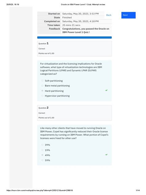 Oracle On Ibm Power Level 1 Quiz Pdf Oracle Corporation Cloud