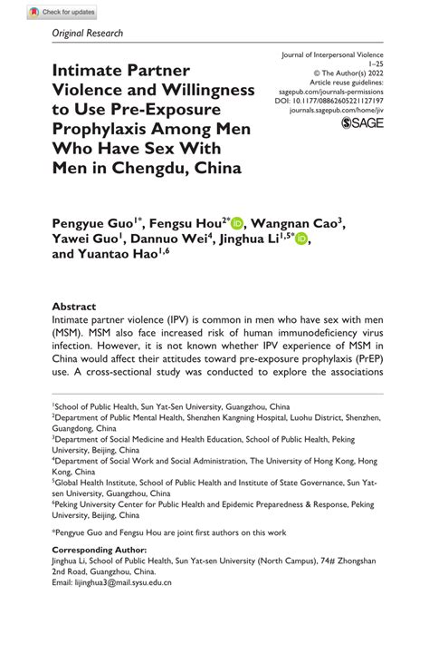 Pdf Intimate Partner Violence And Willingness To Use Pre Exposure