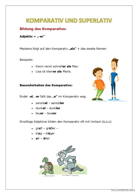 Komparativ Und Superlativ English Esl Worksheets Pdf And Doc
