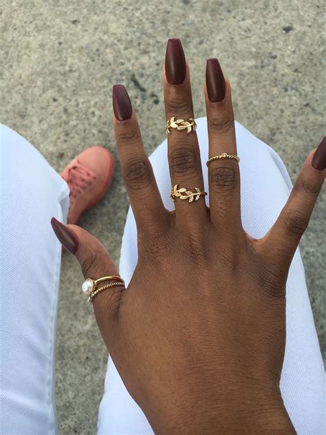 Pin By Ren Lewis On N A I L S Dark Skin Nail Color Brown Acrylic