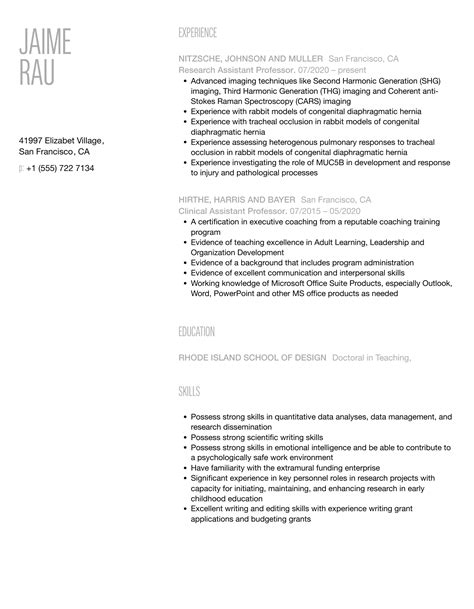 Assistant Professor Resume Samples Velvet Jobs