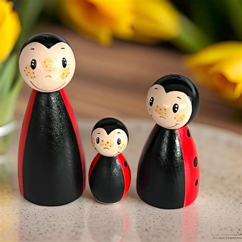 Ladybug Peg Dolls Montessori Inspired Learning And Play Etsy Peg