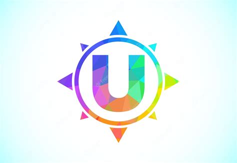 Premium Vector Polygonal Alphabet U In A Compass Low Poly Style Compass Logo Sign Symbol