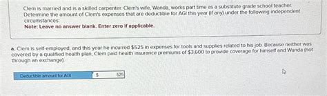 Answered A Clem Is Self Employed And This Year Bartleby