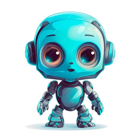 Premium Photo Little Cute Robot Funny Virtual Assistant Bot Isolated
