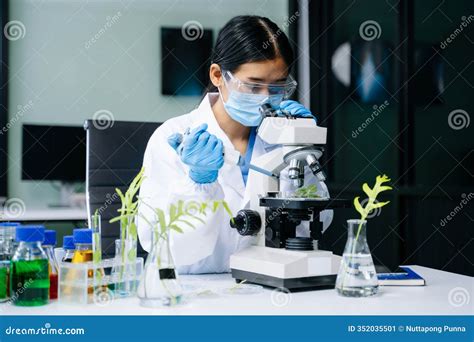 Biologist Taking Experiment With Plants Working In Biochemistry
