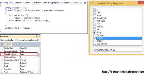 Net Skills How To Display Selected Checkedlistbox Items In Textbox