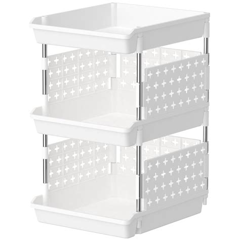 Lifewit Plastic Stackable Storage Baskets 3 Tier Stacking Bins For