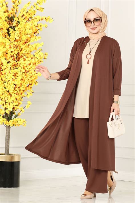 طقم 4002yns793 بيج وبني Moda Selvim