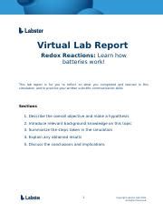 Kevin Shane Reyes Lab Report Redox Reaction Docx Virtual Lab Report Redox Reactions Learn How