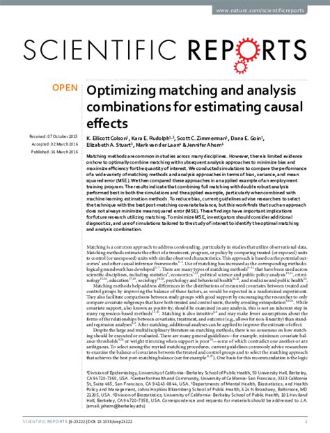 pdf optimizing matching and analysis combinations for estimating