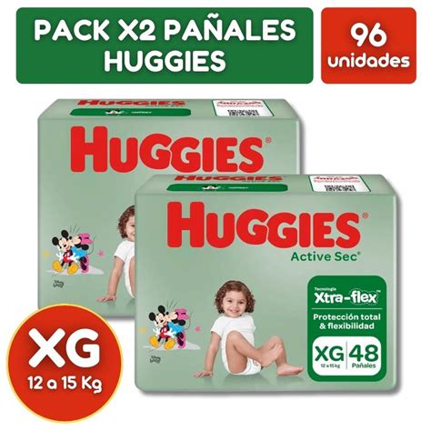 Pañales Huggies Hiperpack Active Sec Talla Xg Pack 48 Un