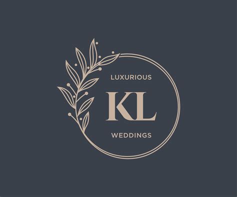 Kl Initials Letter Wedding Monogram Logos Template Hand Drawn Modern