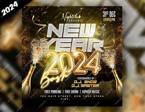 Premium Psd Happy New Year 2024 Party Square Post Psd