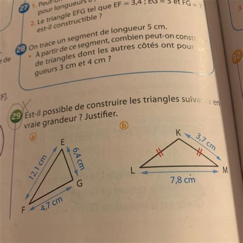 29 Est Il Possible De Construire Les Triangles Suivants En Vraie