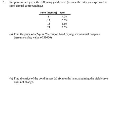 solved suppose we are given the following yield curve