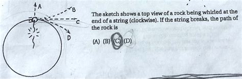 Solved The Sketch Shows A Top View Ofa Rock Being Whirled At The End