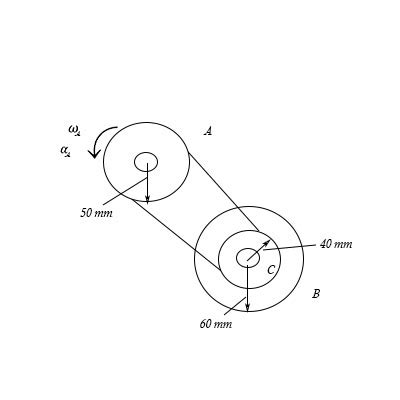 At The Instant V A 5 Rad S Pulley A Is Given A Constant Angular
