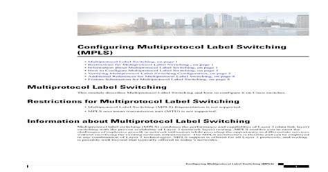 Download Pdf Configuring Multiprotocol Label Switching Mpls