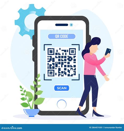 Illustration Vector Graphic Cartoon Character Of Qr Code Scanning Stock