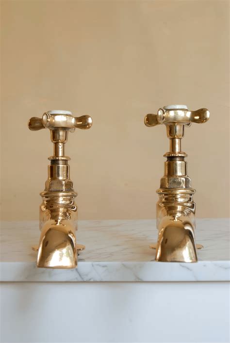 Victorian Brass Long Reach Bath Taps — Water And Wood