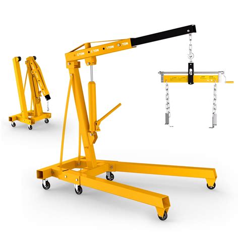 Folding Engine Hoist 4400 Lbs Foldable Shop Crane With 6 Casters