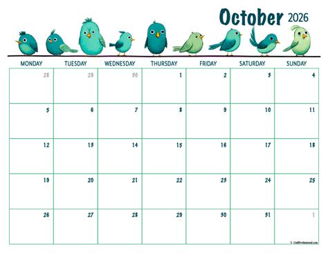October Calendar 2026 Free Printable Monthly Planners To Download