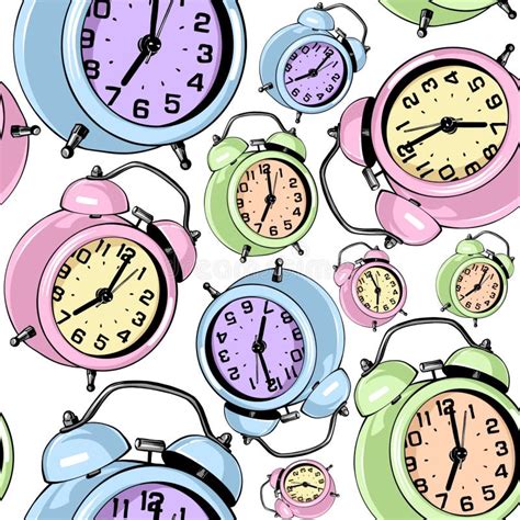 Seamless Texture Vintage Analog Alarm Clock Stock Illustration