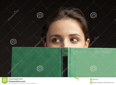Girl With Book Isolated On Black Background Stock Image Image Of