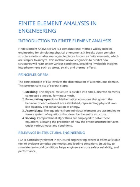 Finite Element Analysis In Engineering Pdf Finite Element Method