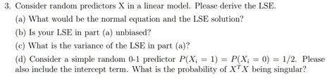 Solved 3 Consider Random Predictors X In A Linear Model