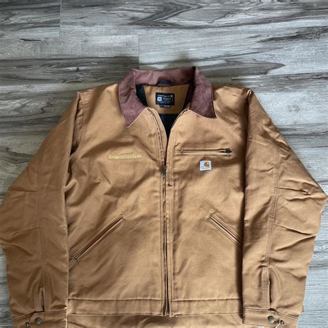 Tan Carhartt Flannel Lined Detroit Jacket New With Depop