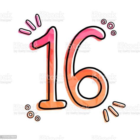 숫자 16 흰색 배경에 기발한 점진적 그라데이션 디자인인쇄 주요 색상은 핑크 레드 오렌지입니다 이미지가 디지털로 생성되었습니다 소년 여자 친구 가족을 위해 생일 연령 제한
