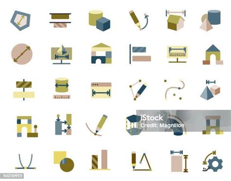 Pemodelan 3d Cad Set Ikon Datar Ilustrasi Stok Unduh Gambar Sekarang Ruang Tiga Dimensi