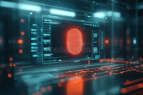 Digital Fingerprint Scanning Technology Displayed On Futuristic