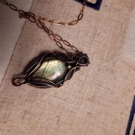 Labradorite Copper Pendant Copper Wire Wrapped Gemstone Pendant