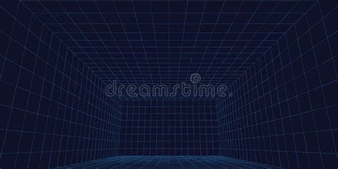 Abstract Background Empty Wireframe Box Futuristic Grid Space